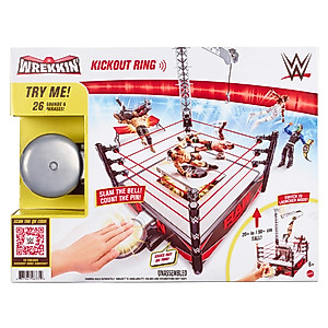 Mattel WWE Wrekkin' Kickout Ring Playset with Accessories & 2 Play Modes, Includes Launcher, Crane, WWE Championship & More, 13-inch x 20-inch