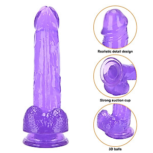 8.6 Inch Realistic Dildo, with Strong Suction Cup for Hands-Free Play, Shaft and Balls Lifelike Fake Penis, G Spot Stimulator, Adult Sex Toys for Women and Couple (Purple)
