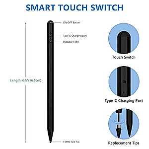 Stylus Pen for iOS&Android Touch Screens, Active Pencil for Samsung, Smart Digital Stylus Pens for Lenovo/Huawei/Vivo/Mi and Other Tablets, iPhone/Samsung/Google Pixel Smart Phones Drawing&Writing
