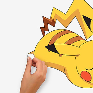 RoomMates RMK5335GM Pokemon Sleeping Pikachu Giant Peel and Stick Wall Decals, Yellow, red, Black, White