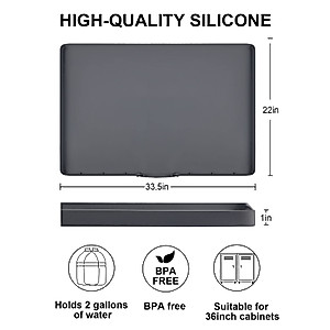 Silicone Under Sink Mat, 34'' x 22'' Kitchen Sink Liner Drip Tray, Waterproof Cabinet Sink Protector Mats with Unique Outfall for Kitchen Bathroom Leaks