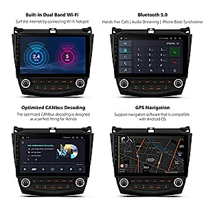 XTRONS Android 12 Car Stereo Radio Player 10.1 Inch IPS Touch Screen GPS Navigation Built-in DSP Car Play Android Auto Bluetooth Head Unit Supports Backup Camera WiFi OBD2 DVR TPMS for Honda Accord