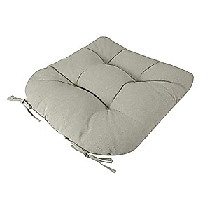 FUNHOME All Weather Patio Furniture Tufted Seat Cushion with Tie,19" x 19",Pack of 2,Waterproof Patio Chair Pads for Garden Patio Outdoor Decor-Light Brown