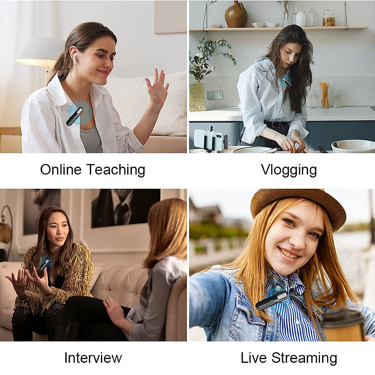 Jassco Wireless Lavalier Microphone for Android USB C Phone, Noise Reduction Lapel Mic Clip with Charging Case Recording, YouTube, Facebook LiveStream, Vlog, TikTok (No APP or Bluetooth Needed), DX01