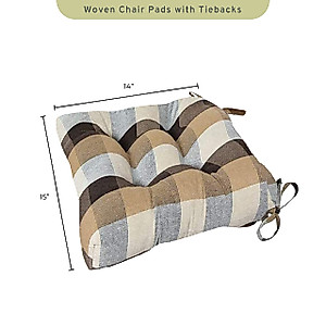 Arlee Home Fashions – Fiber Filled Premium Chair Pads - Chair Pads with Tiebacks –17.25” L X 16” W – Cholocate - Set of 4,Chocolate