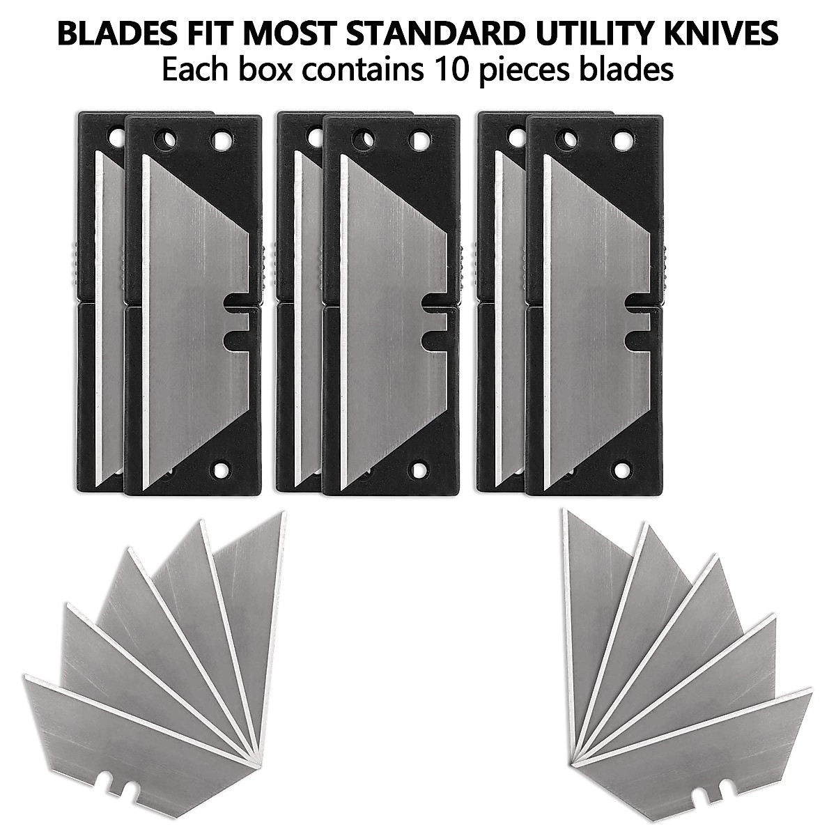 Litoexpe Utility Knife Blades, SK5 Steel, Standard Size Razor Blades for Most Standard Utility Knives, 90-Pack