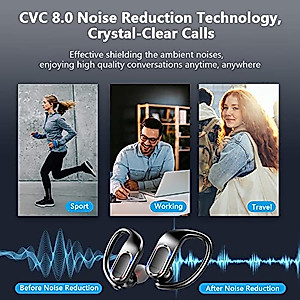 Wireless Earbud, Sport Bluetooth 5.3 Headphones with Earhooks, Wireless Earphones with Dual Mic Immersive Sound, IP7 Waterproof Bluetooth Earbud, Dual LED Display, 56H Playtime Headset for Running Gym