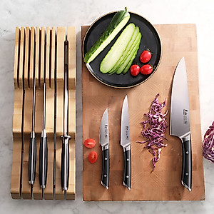 Cangshan HELENA Series German Steel Forged BBQ Knife Set (Black, 8-Piece In-Drawer Set)