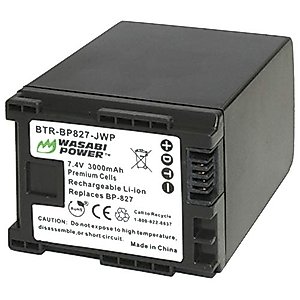 Wasabi Power Battery for Canon BP-827 (3000mAh) and Canon VIXIA HF G10, HF G20, HF M30, HF M31, HF M32, HF M40, HF M41, HF M300, HF M400, HF S10, HF S11, HF S20, HF S21, HF S30, HF S100, HF S200, HF10, HF11, HF20, HF21, HF100, HF200, HG20, HG21, HG30, XA1
