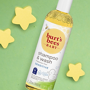 Burt's Bees Baby Shampoo & Wash, Fragrance Free & Tear Free Baby Soap - 12 Ounce Bottle