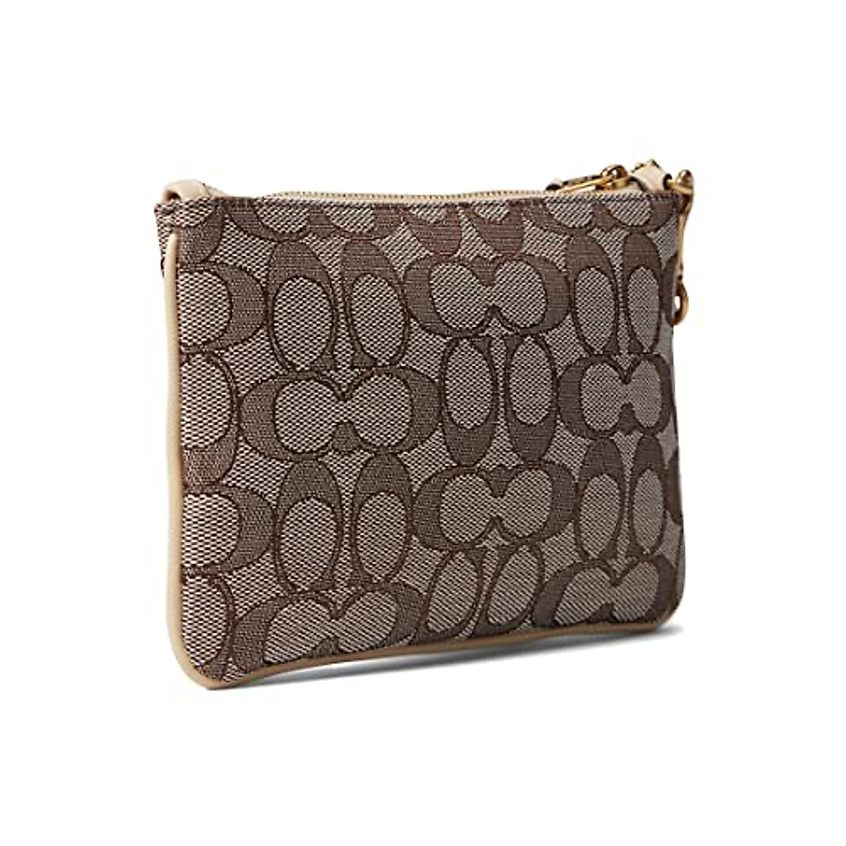 COACH Box Program Signature Jacquard Small Wristlet Cocoa Ivory One Size