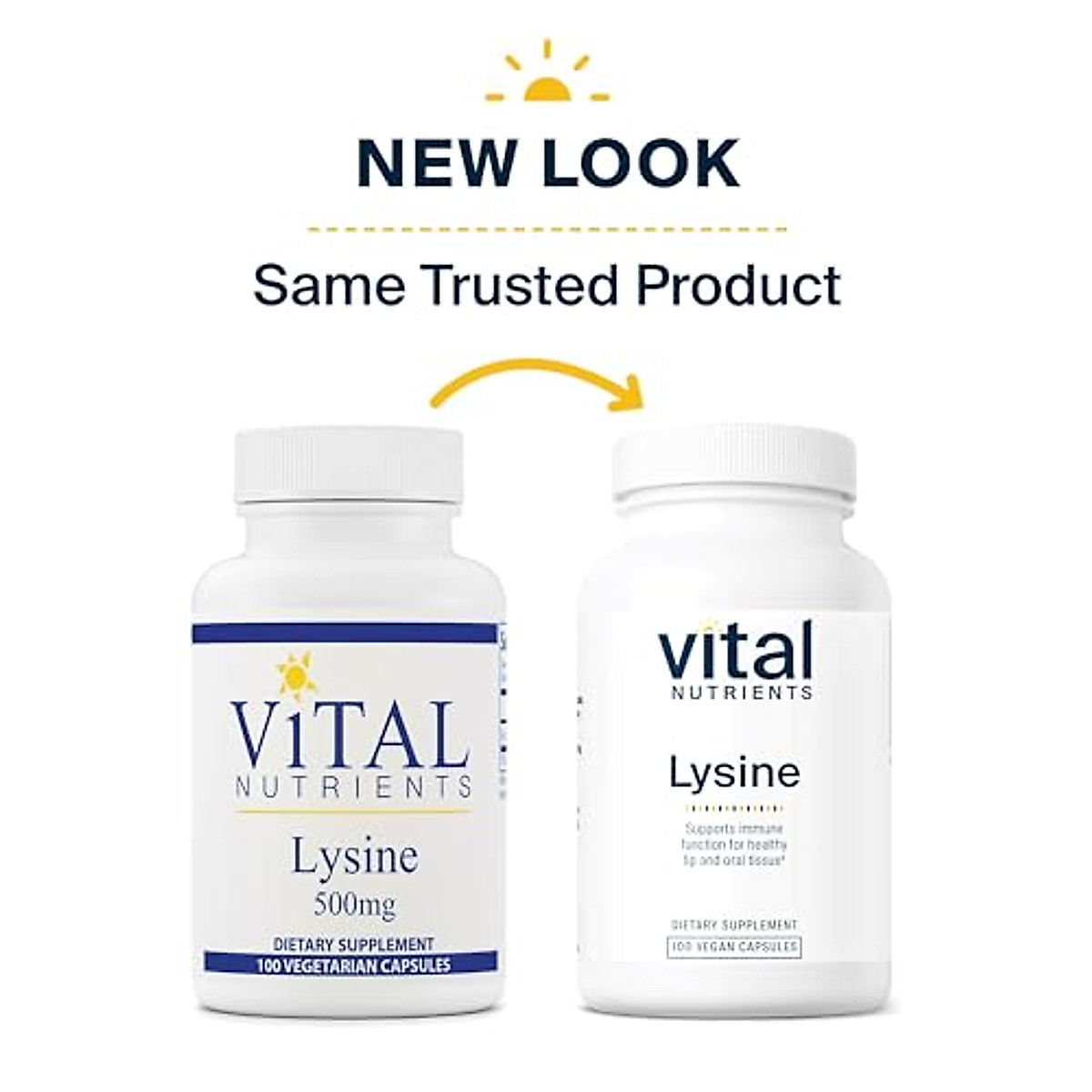 Vital Nutrients - Lysine - Supports Immune Function and Normal Arginine Levels - Supports Calcium Absorption - 100 Vegetarian Capsules per Bottle - 500 mg