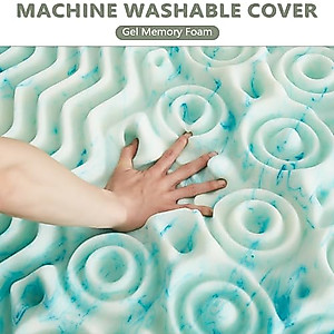 Memory Foam Mattress Topper Queen - 7-Zone Bed Topper with Air Mattress Cover - 3 inch Cooling Gel Bed Mattress Pad for Back Pain