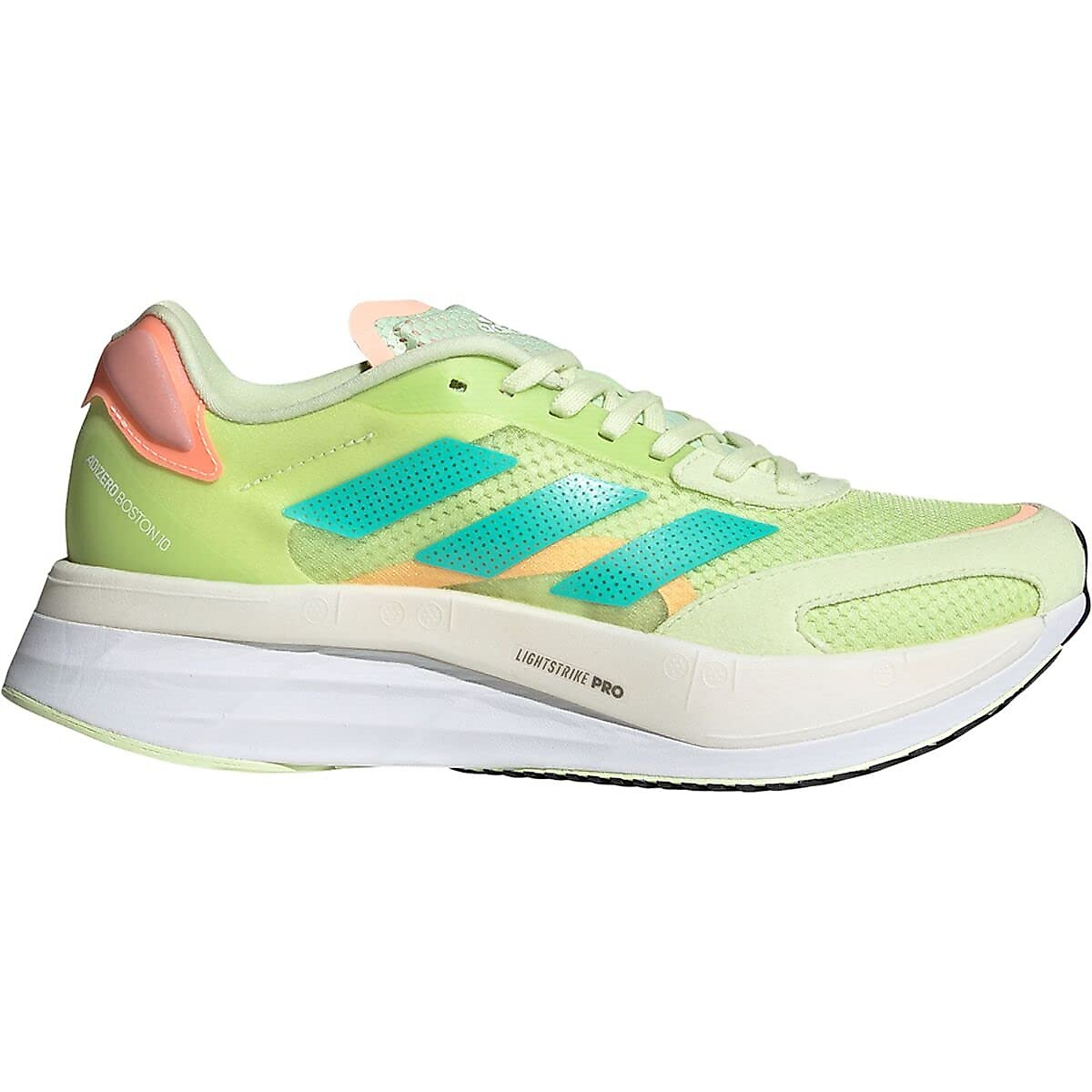 adidas Adizero Boston 10 Running Shoe - Women's Almost Lime/Mint Rush/Light Flash Orange, 9.5