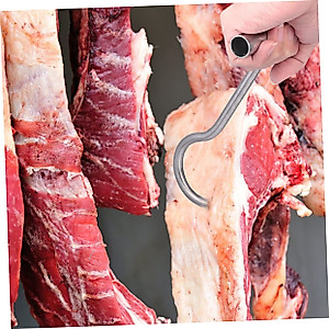 GREENADSCAPE 2pcs Pork Hook Turkey Hook for Fryer Butchering Supplies Butchering Meat Hook Manhole Hook Meat Boning Hook Heavy Duty Meat Hooks Grill Accesories Tool Hooks Silver Stainless Steel