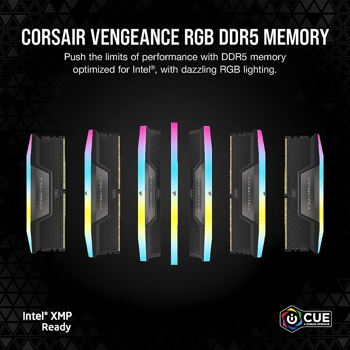 CORSAIR VENGEANCE RGB DDR5 RAM 32GB (2x16GB) 6000MHz CL36 Intel XMP iCUE Compatible Computer Memory - Black (CMH32GX5M2D6000C36)