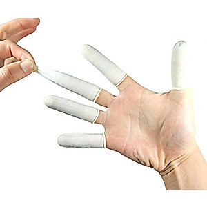 Disposable Latex Finger Cots 200pcs (Large), Anti-Static Rubber Fingertips Protective Finger Gloves Applicators for Electronic Repair, Painting, Jewelry Cleaning