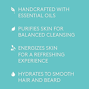 Barrel and Oak - All-In-One Body Wash, Men's Body Wash, Men's Soap for Hair, Face, & Body, Refreshing & Balanced Cleanser, Essential Oil-Based Scent, Cedar & Patchouli, Vegan (Mountain Sage, 16 oz)