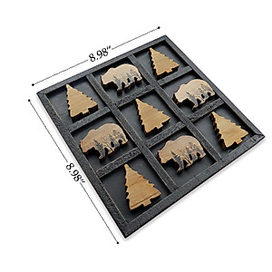 NIKKY HOME Cute Bear Decorative Wooden Board Travel Game Tic Tac Toe for Fun