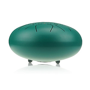 "OcarinaWind" 12 inches Steel Tongue Drum Green 13 Notes,C Major,with Padded Drum Bag and Couple of Mallets, Beautifully Designed and Peaceful Sound