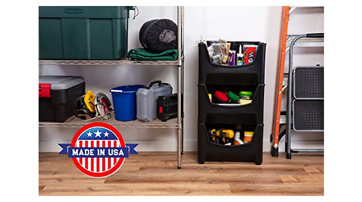 Mighty Tuff Jumbo Stackable Storage Bins - Space-Saving Organizers