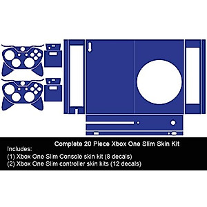 3D Carbon Fiber Sky Blue - Air Release Vinyl Decal Mod Skin Kit by System Skins - Compatible with Microsoft Xbox One Slim (XB1 Slim)