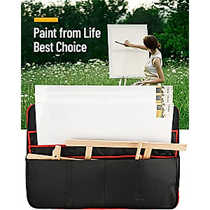 FINESUN Art Portfolio Case 34 x 22 Inches, Art Supply Storage Organizer, Art Bag with Frame Construction& Shoulder Straps, Portfolio Folder for Artwork, Drawings& TV, Standing Black