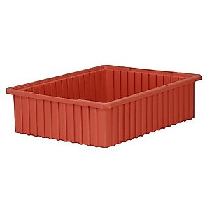 Akro-Mils 33226 Akro-Grid Plastic Slotted Dividable Modu Box Stackable Grid Storage Tote Container, (22-3/8-Inch L x 17-3/8-Inch W x 6-Inch H), (4 Pack), Red