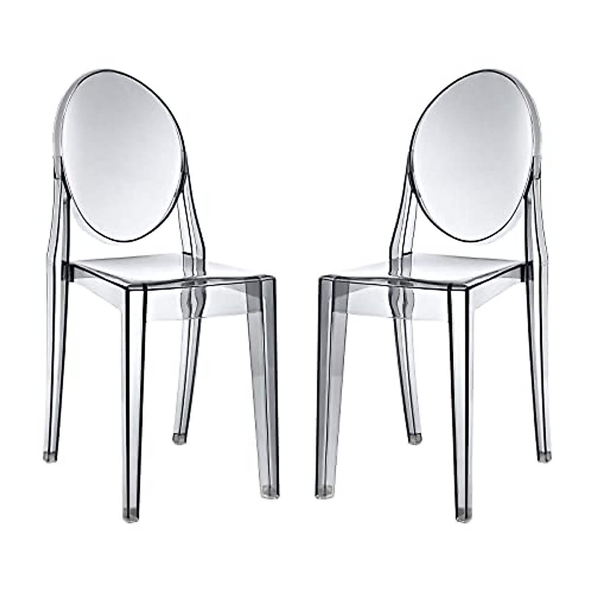 Modway Casper Modern Acrylic Stacking Two Dining Side Chairs in Smoke