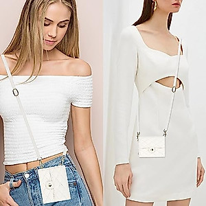 XNXCEVI Crossbody Wallet Case for Samsung Galaxy Z Flip 3 with RFID Blocking Card Slot, Magnetic Flip Case PU Leather Handbag with Detachable Lanyard and Kickstand for Galaxy Z Flip3 5G (White)