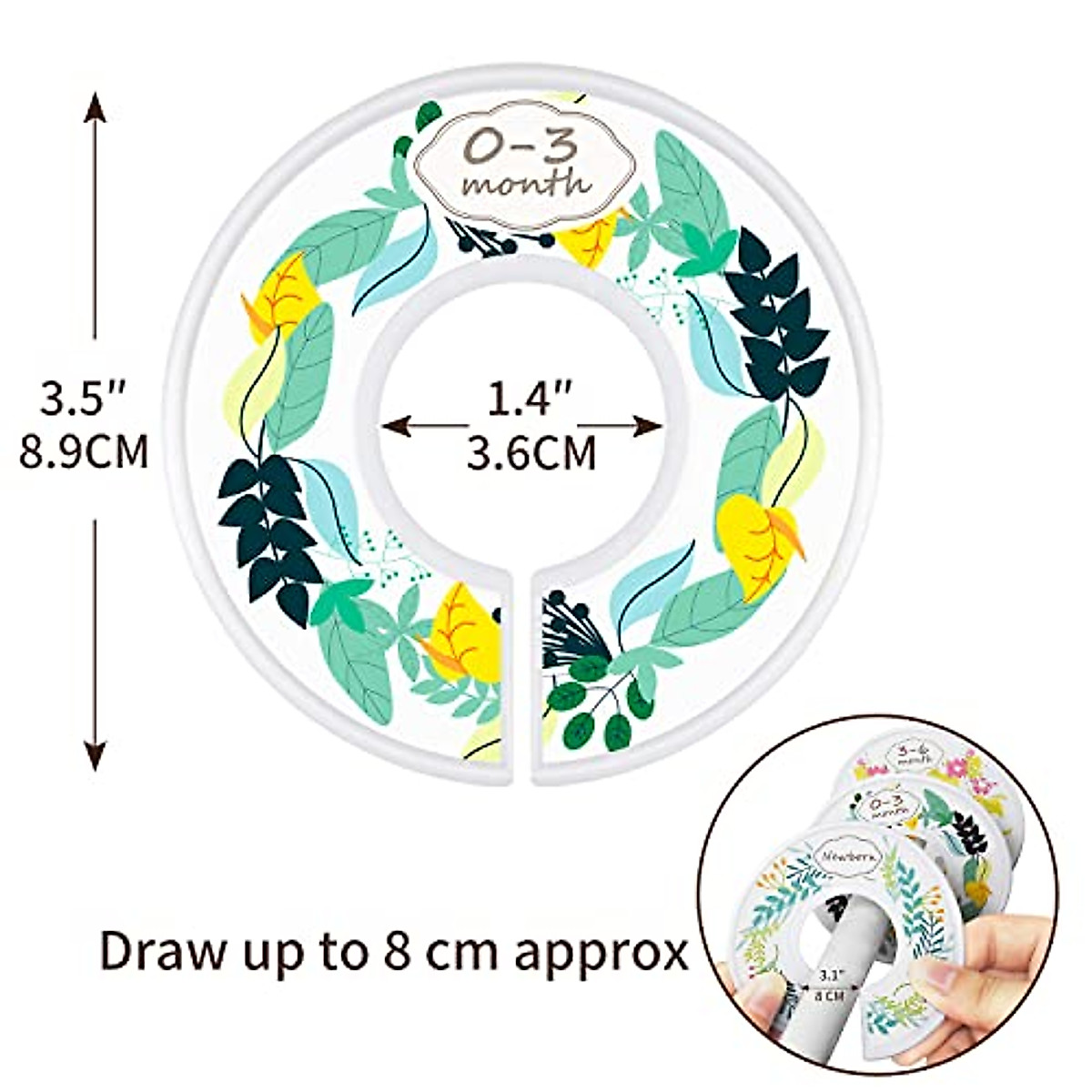 ManGotree Baby Closet Size Dividers, Set of 8 Nursery Baby Closet Clothes Dividers, Baby Nursery Toddler Clothes Size Organizer Dividers (Flower Pattern)