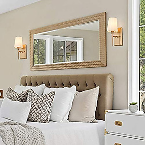 classy leaves Sconces Wall Lighting Fixture, 1 Light Gold Bathroom Light Fixtures with White Fabric Shade, Modern Gold Wall Sconce for Bathroom, Bedroom and Hallway (6.5" W x 12" H)