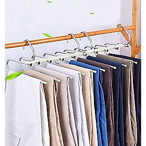 2 Pack Trouser Hanger Space Saving 5 in 1 Stainless Steel Magic Trousers Hanger