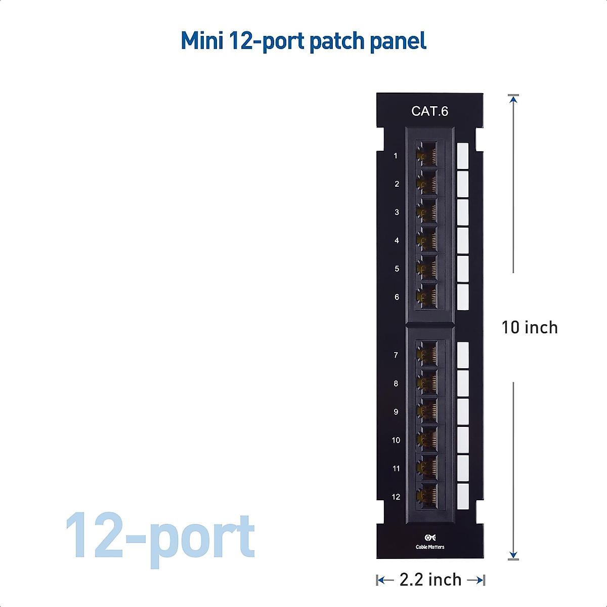 Cable Matters UL Listed 12-Port Cat6, Cat 6 Vertical Mini Patch Panel with 89D Bracket & 110 Punch Down Tool with 110 Blade