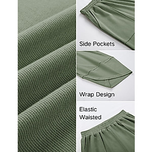 Xiaoxuemeng Womens Baggy Wide Leg Pants Casual Elastic Waisted Palazzo Harem Pants with Pockets (Green-M)