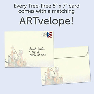 Tree-Free Greetings - Birthday Cards - Artful Designs - 1 Card + Matching Envelopes - Made in USA - 100% Recycled Paper - 5"x7" - Animal Serenade (GO61532)