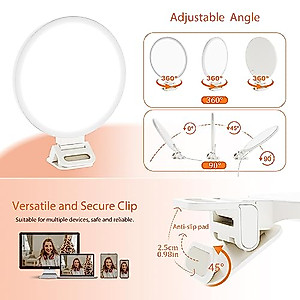ACMEZING Full-Screen Ring Light 60 LED Side Lighting Anti-Glare Clip on Ring Light for Phone iPhone Laptop Computer Monitor, 3 Light Modes for Live Streaming, Selfies, Video Conference, Zoom Lighting
