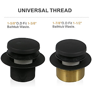 Black Bathtub Drain Tip Toe Tub Conversion Kit Assembly,Wellup Tub Drain Trim Kit with Two Hole Overflow Faceplate,Matte Black