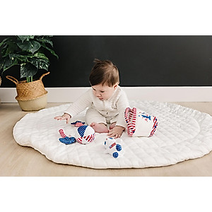 Genius Baby Toys American Flag Toy and USA Plush Playset - My 1st 4th of July Baby Toys - Soft Plush Sand Bucket with 4 Sensory Infant Toys - Fun Beach Toy - Perfect for Small Hands