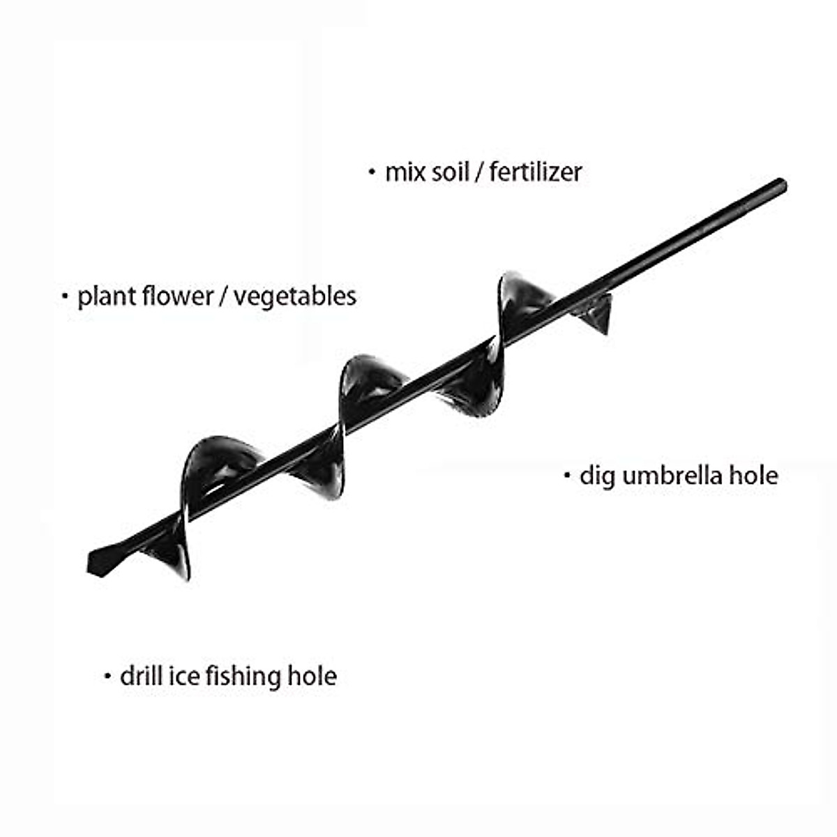 GreatforU Auger Drill Bit, Non-Slip 2.5" x 16" Garden Plant Flower Bulb HEX Shaft Auger, Earth Auger Spiral Bit, Post or Umbrella Hole Digger for 3/8" Hex Drive Drill, Free 3 Gardening Shovel Tools
