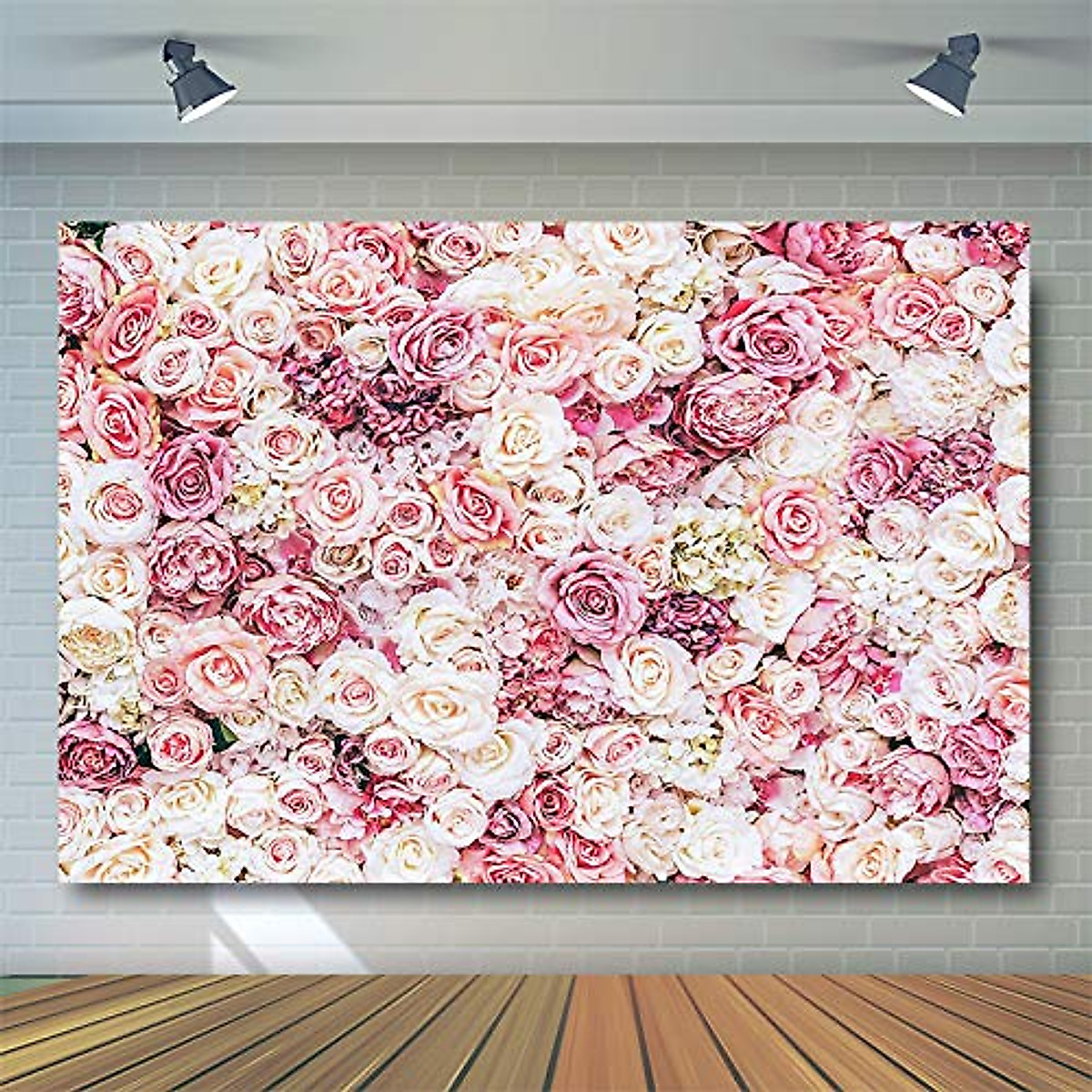 Avezano Floral Backdrop for Parties Photoshoot Pink Rose Flowers Wedding Birthday Party Baby Shower Bridal Shower Simulation Printing Flower Wall Photobooth Photography Background for Picture (7x5ft)