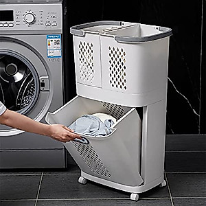 Laundry Sorter, 3 Bag Laundry Hamper Sorter with Rolling Heavy Duty Casters, Laundry Organizer Cart for Clothes Storage, Bathroom Shelf