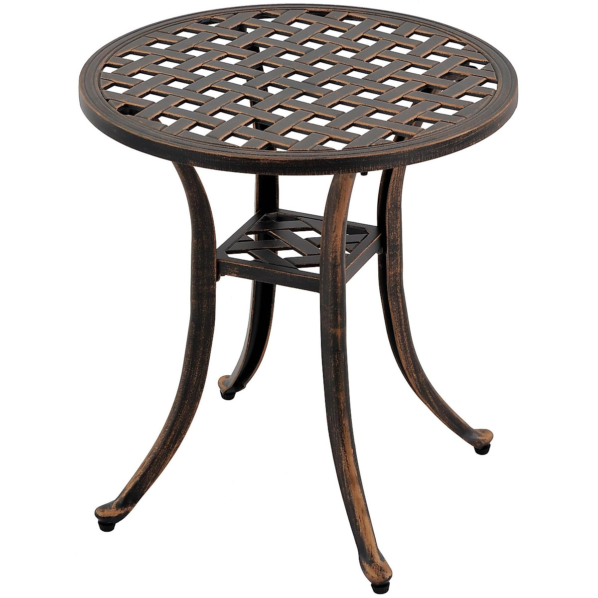ZOTORUN Outdoor 19" Cast Aluminum Round Side Table End Table for Patio, Backyard, Pool, Indoor Companion, Easy Maintenance and Weather Resistant, Bronze