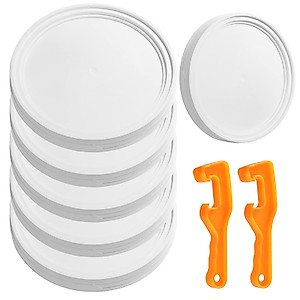 6 Pcs 5 Gallon Plastic Pail Lid 5 Gallon Bucket Lid for 3.5, 5, 6, and 7 Gal Buckets with 2 Plastic Bucket Lid Opener Industrial Can Opener for Home Industrial Use, Food Storage Container