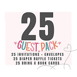 Paper Clever Party Blue Elephant Baby Shower Invitation Bundle with Blank Invites with Envelopes for Boys Diaper Raffle Tickets Bring a Book Insert Cards Set (25 of Each) Jungle Theme Royal Prince