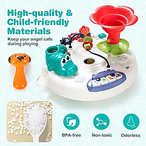 HONEY JOY Activity Table for Toddlers 1-3, Music Learning Table w/Fun Piano, Music&Lights, 3 Ball Games, Kids Discover Explore Activity Center, Baby Early Development Activity Toy for Boys Girls