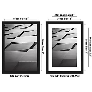 Americanflat 5x7 Picture Frame in Black - Thin Border 4x6 Picture Frame with Mat or 5x7 Frame Without Mat - Shatter Resistant Glass - Horizontal and Vertical Formats for Wall and Tabletop