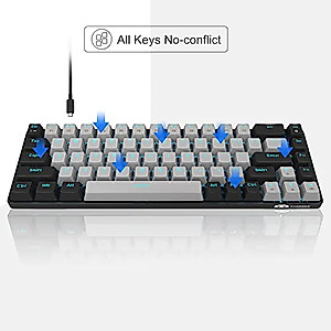 MageGee Portable 60% Mechanical Gaming Keyboard, MK-Box LED Backlit Compact 68 Keys Mini Wired Office Keyboard with Blue Switch for Windows Laptop PC Mac - Grey/Black