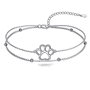 ONEFINITY Paw Print Bracelet 925 Sterling Silver Pet Dog Cat Paw Layered Bracelet Pet Jewelry Gifts for Women