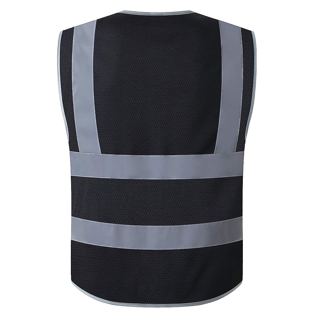 LOHASWORK Reflective Mesh Safety Vest - High Visibility Multi Pockets Breathable Workwear, ANSI/ISEA Standard (Medium, Black)